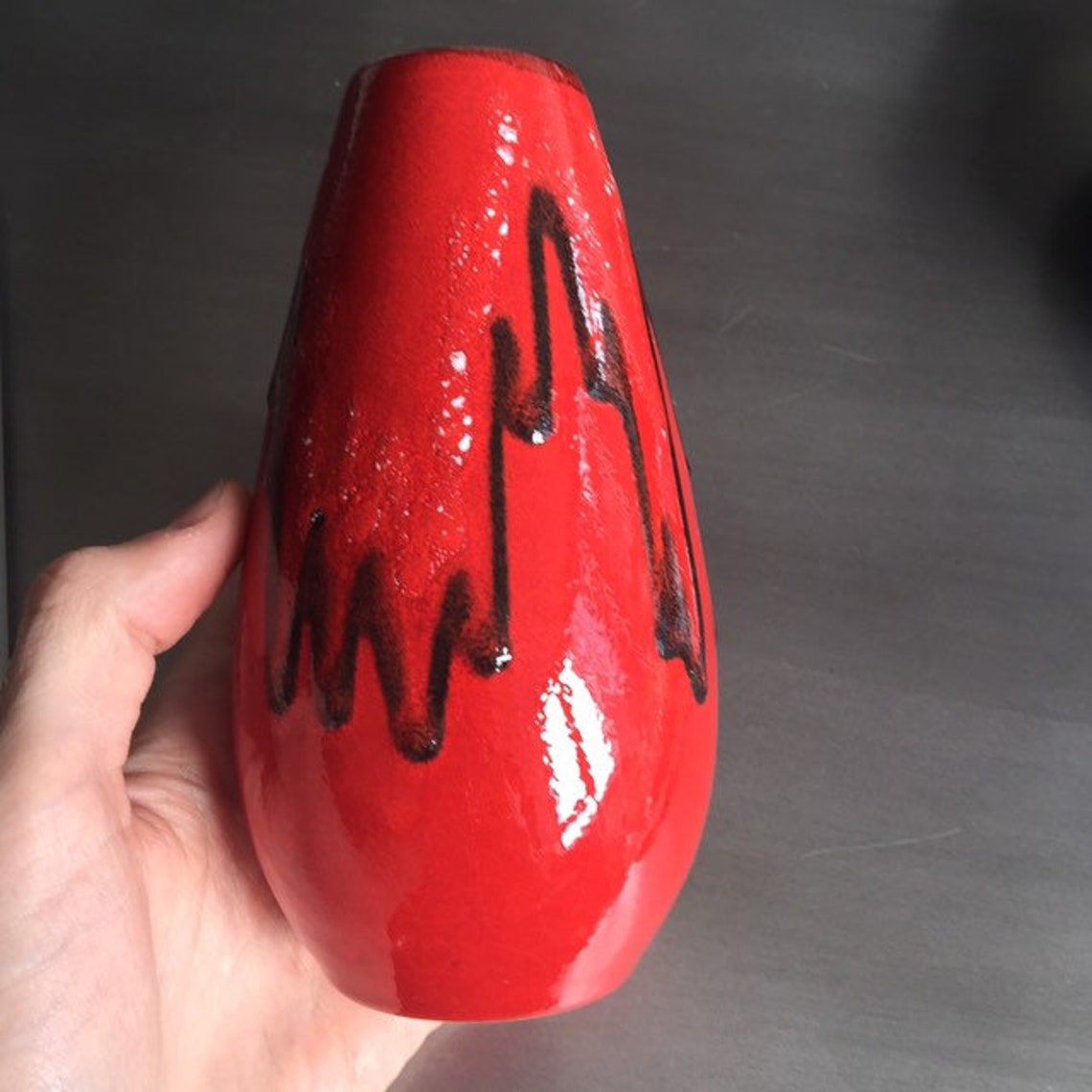 Vintage Red Drip Cone Vase // West German Fat Lava // - Etsy