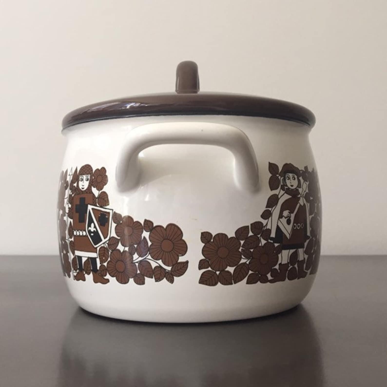 Mid Century Finel Enamel Pots Set of Two 2 Vintage // Kaj | Etsy