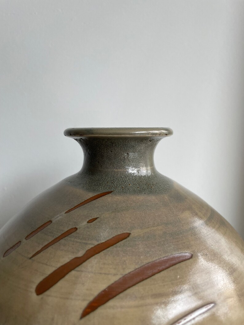Vintage Wayne Ngan Studio Pottery Bottle Vase | Wax Resist Brushwork ...