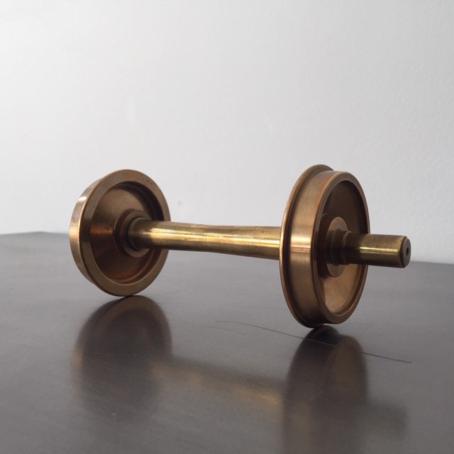 Vintage Heavy Solid Turned Brass Train Wheel // Paperweight Sculpture ...