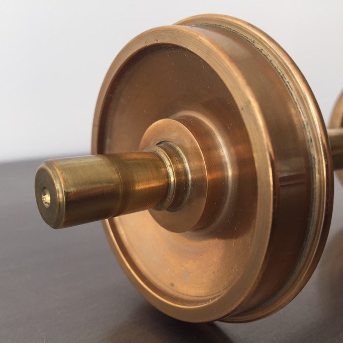 Vintage Heavy Solid Turned Brass Train Wheel // Paperweight Sculpture ...