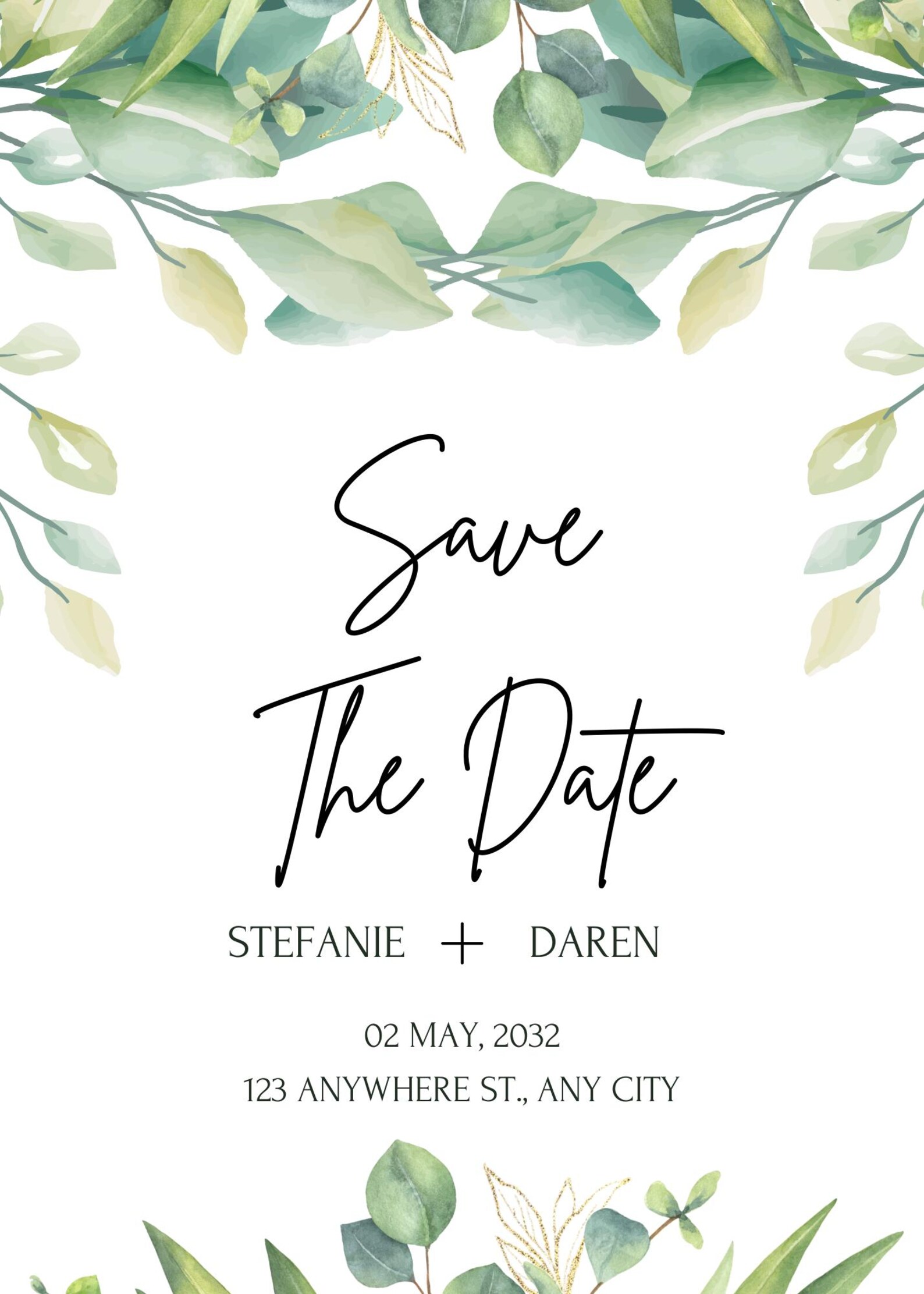 Save the Date Card – Printable Template | Instant Download - Etsy