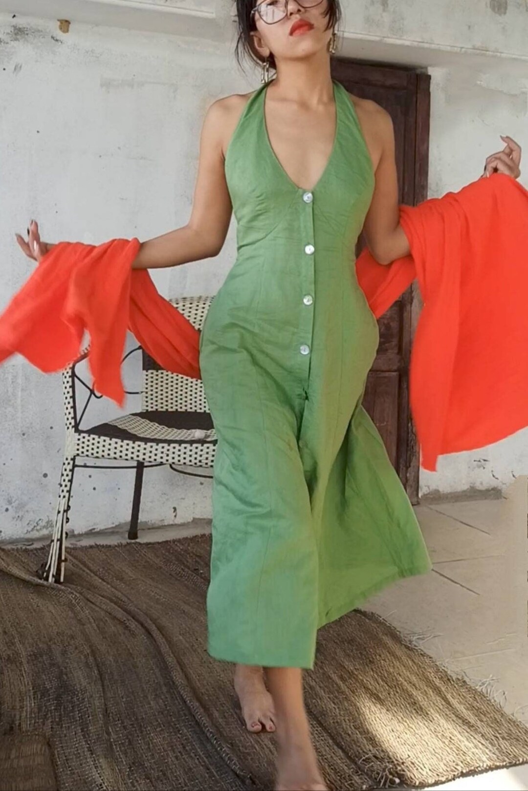 Vintage Dress Customize Backless Linen Retro Dress Sexy Fits - Etsy