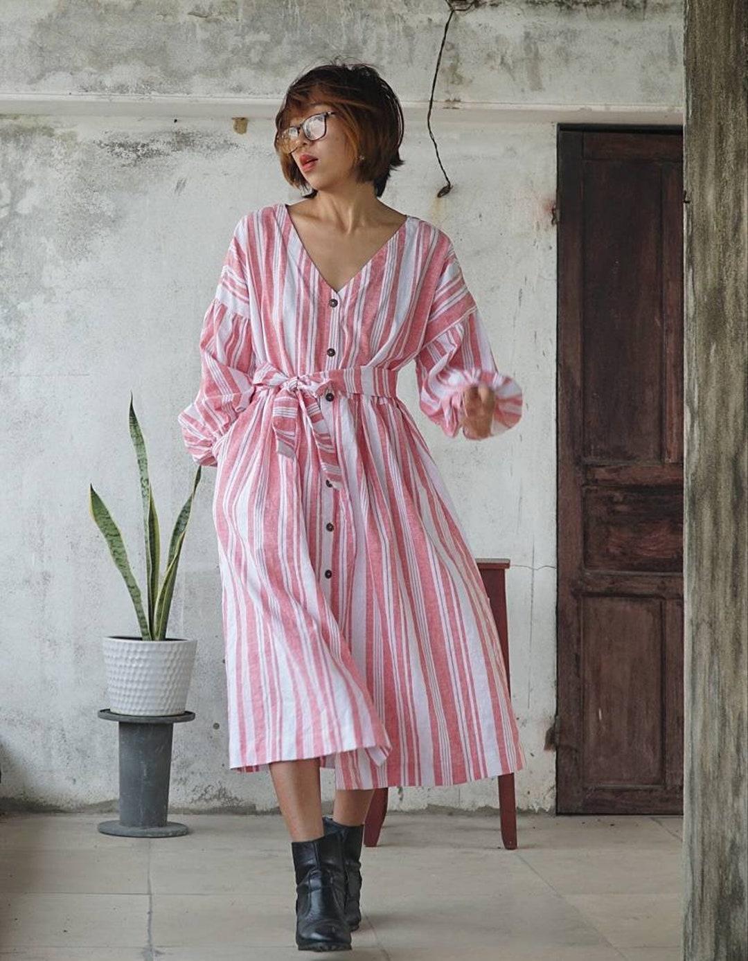 SOPHIA Kleid Anpassen Overall taillierte Kleider Bischof Ärmel Tropfen ...