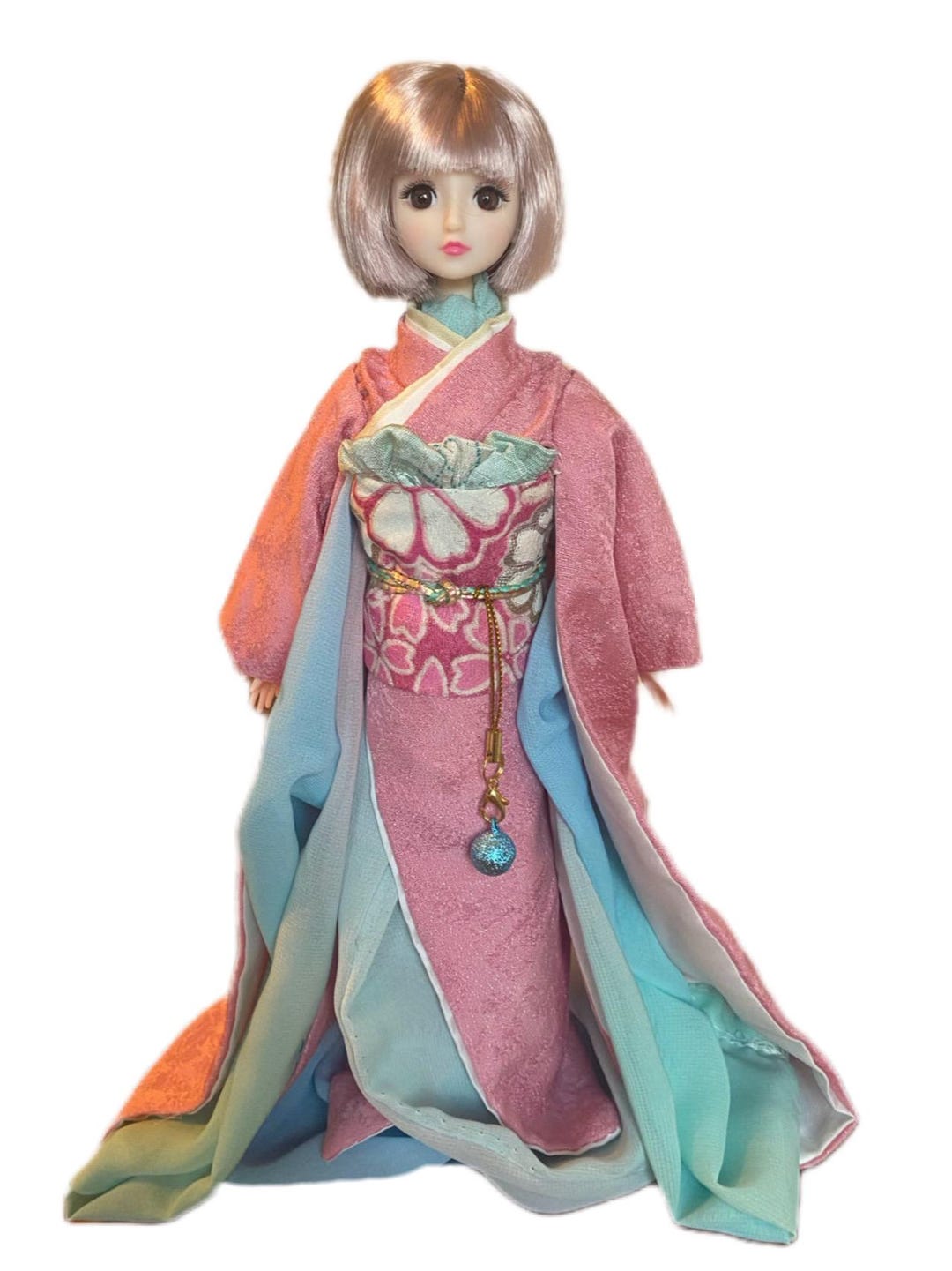 12 Inch BJD Doll With Pink Light Blue Silk Kimono - Etsy