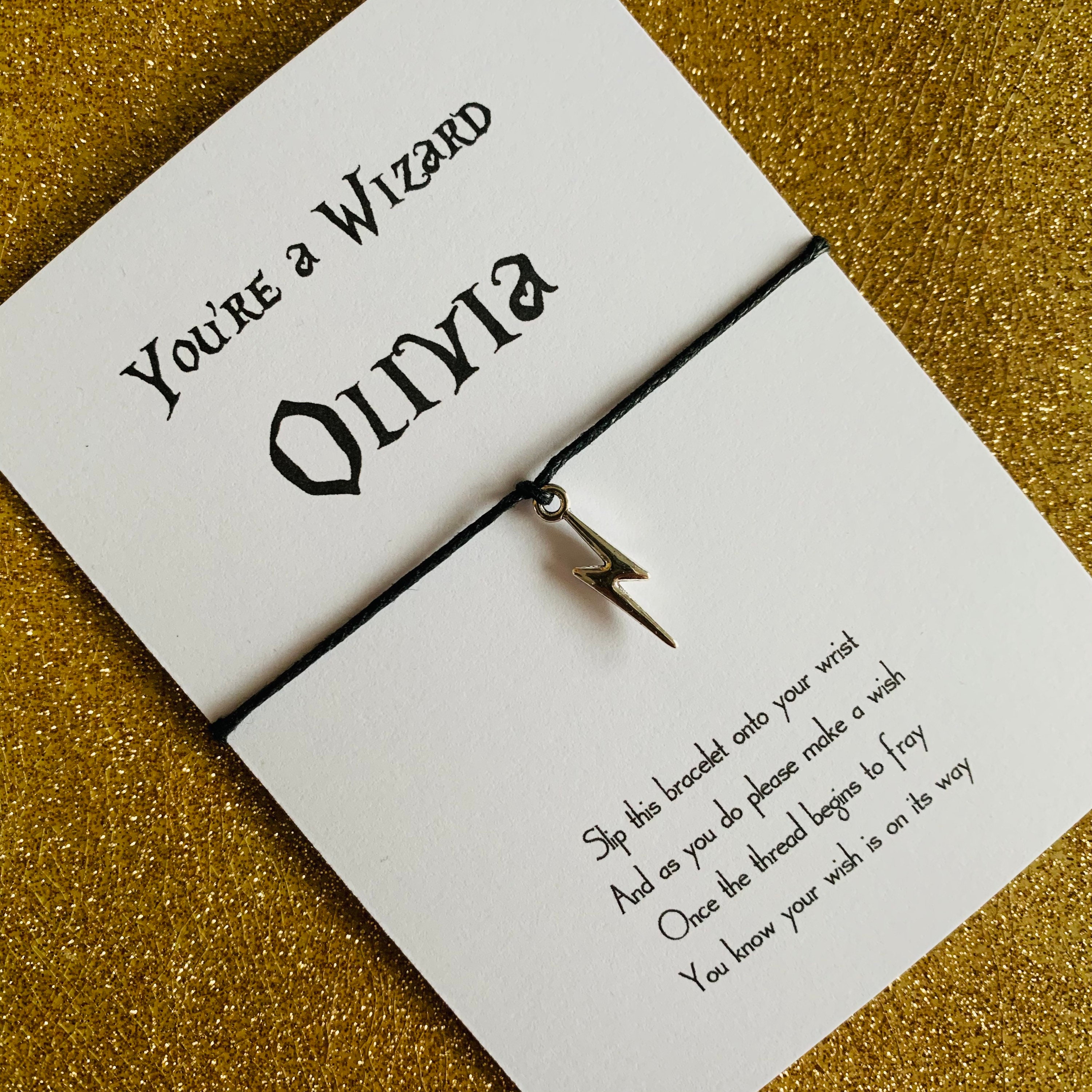 Personalised you re a Wizard Lightning Charm Friendship Wish Bracelet Hand Made Gift Present Magical Witch Potter Party Bag Filler Etsy