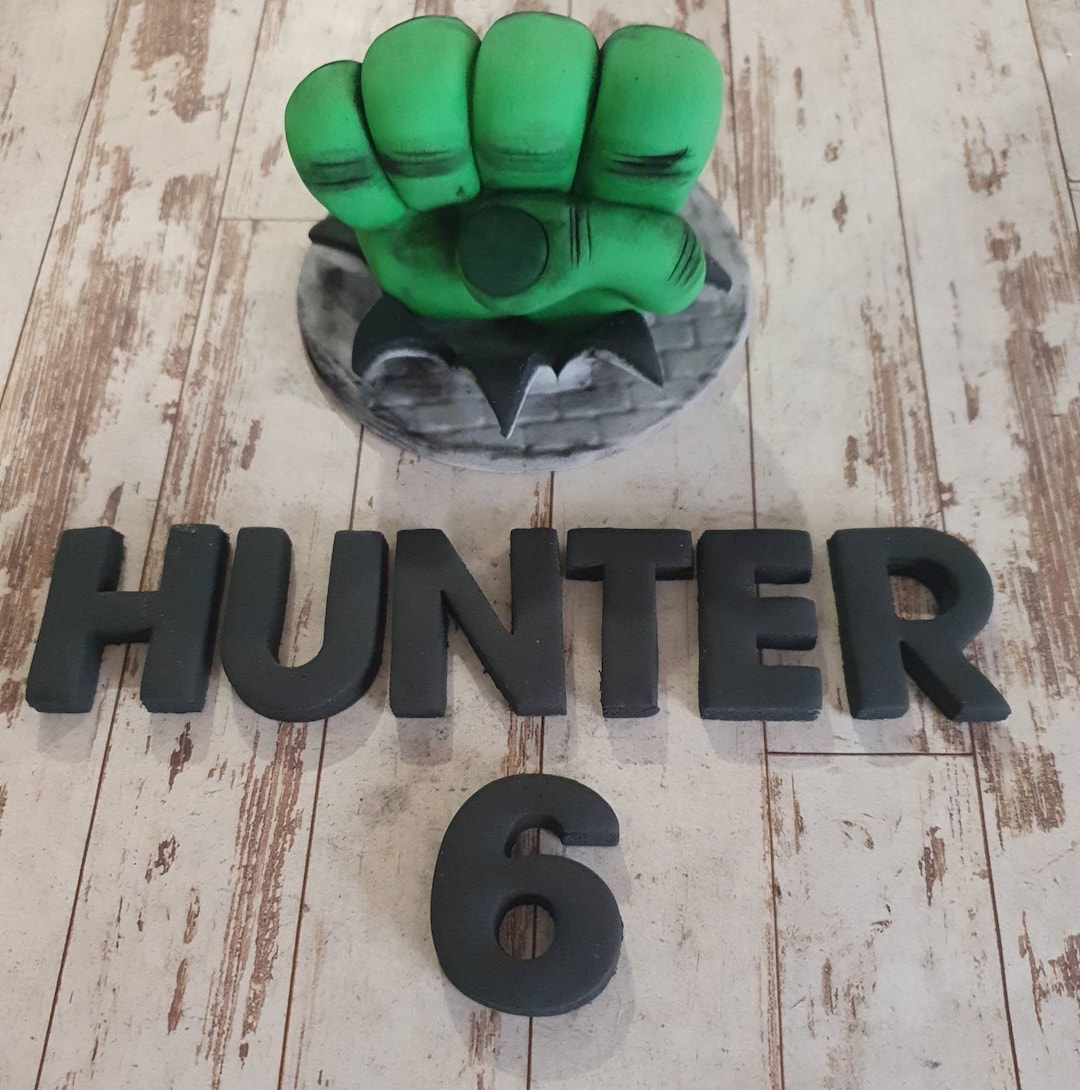 10cm Edible Fondant Hulk Fist Cake Topper With Name and Age. - Etsy ...