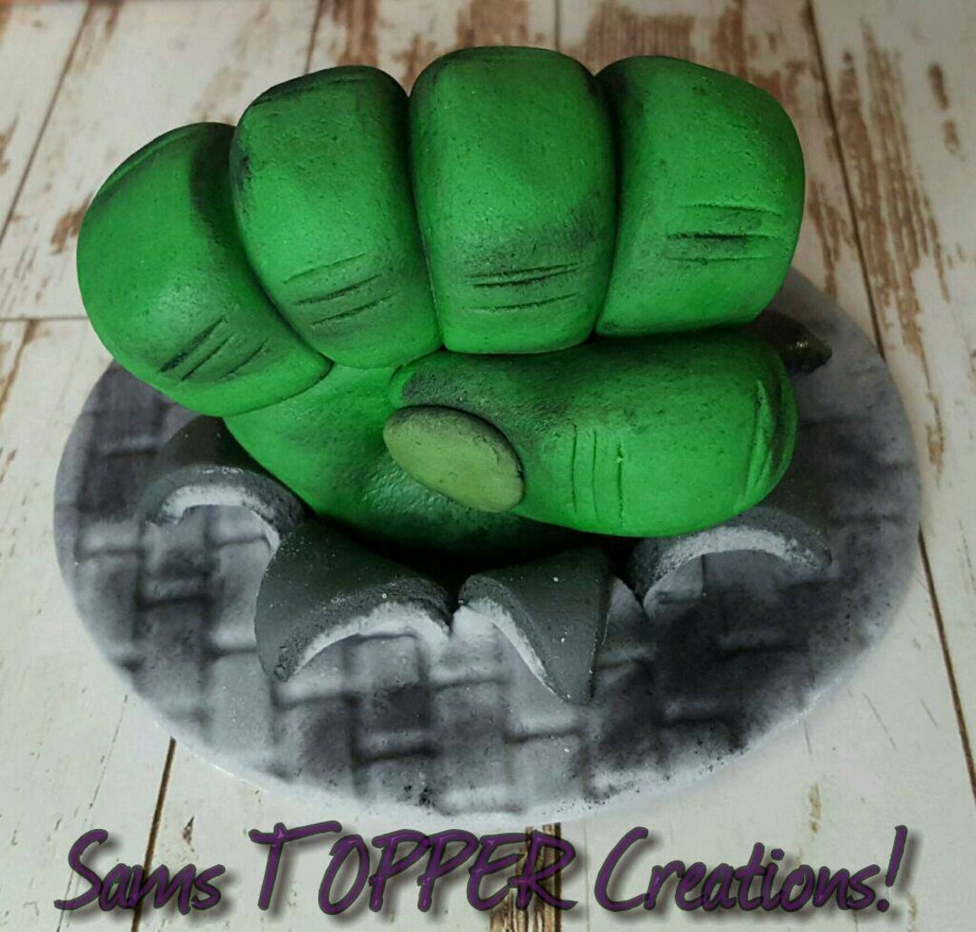10cm Edible Fondant Hulk Fist Cake Topper. - Etsy