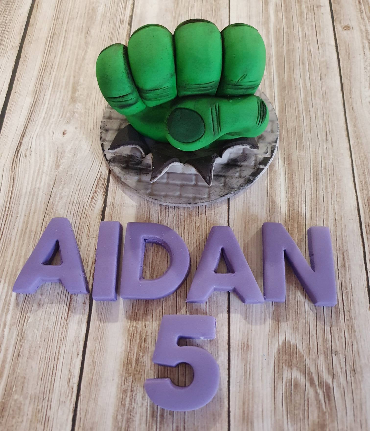10cm Edible Fondant Hulk Fist Cake Topper With Name and Age. - Etsy ...