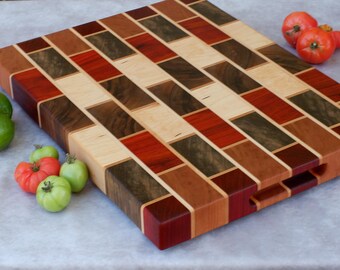 End Grain Butcher Block Plaid Cutting Board and Bowl - Etsy