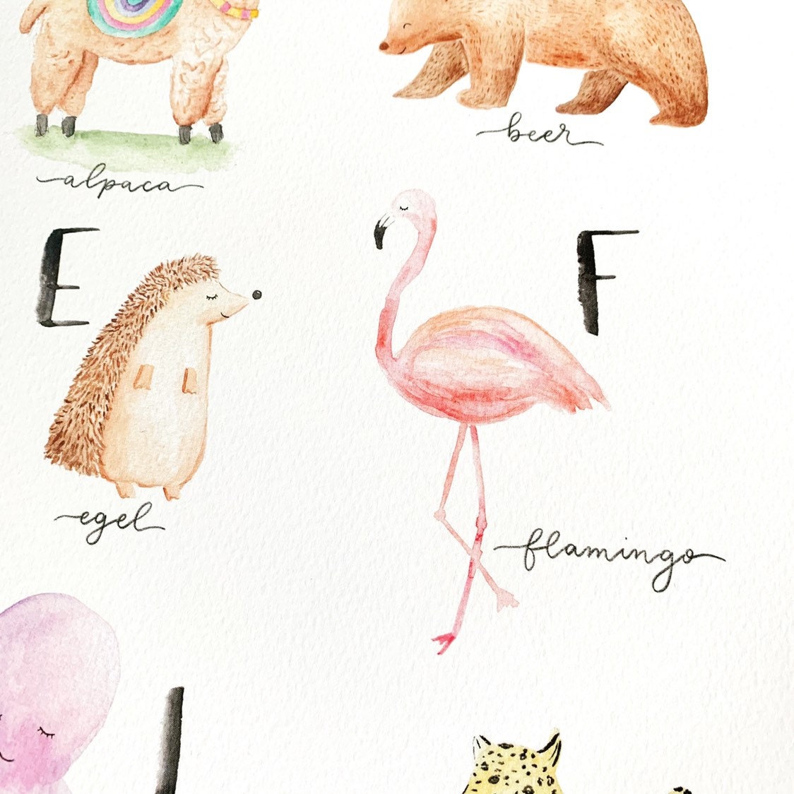 DUTCH Version Animal Alphabet Poster | Watercolor Handmade Poster ...