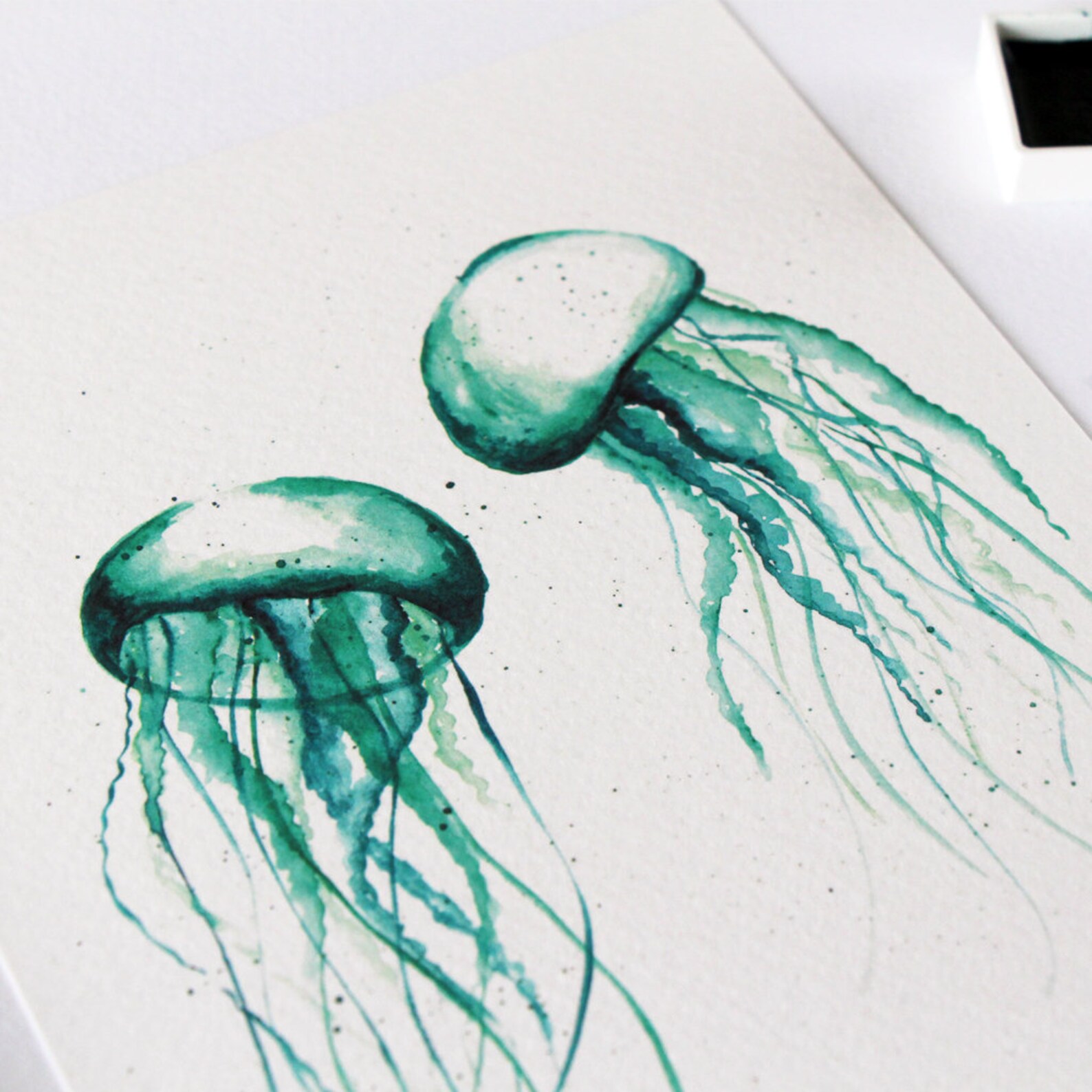 A4 Poster Jellyfish Mint Green Watercolor Wall Art - Etsy