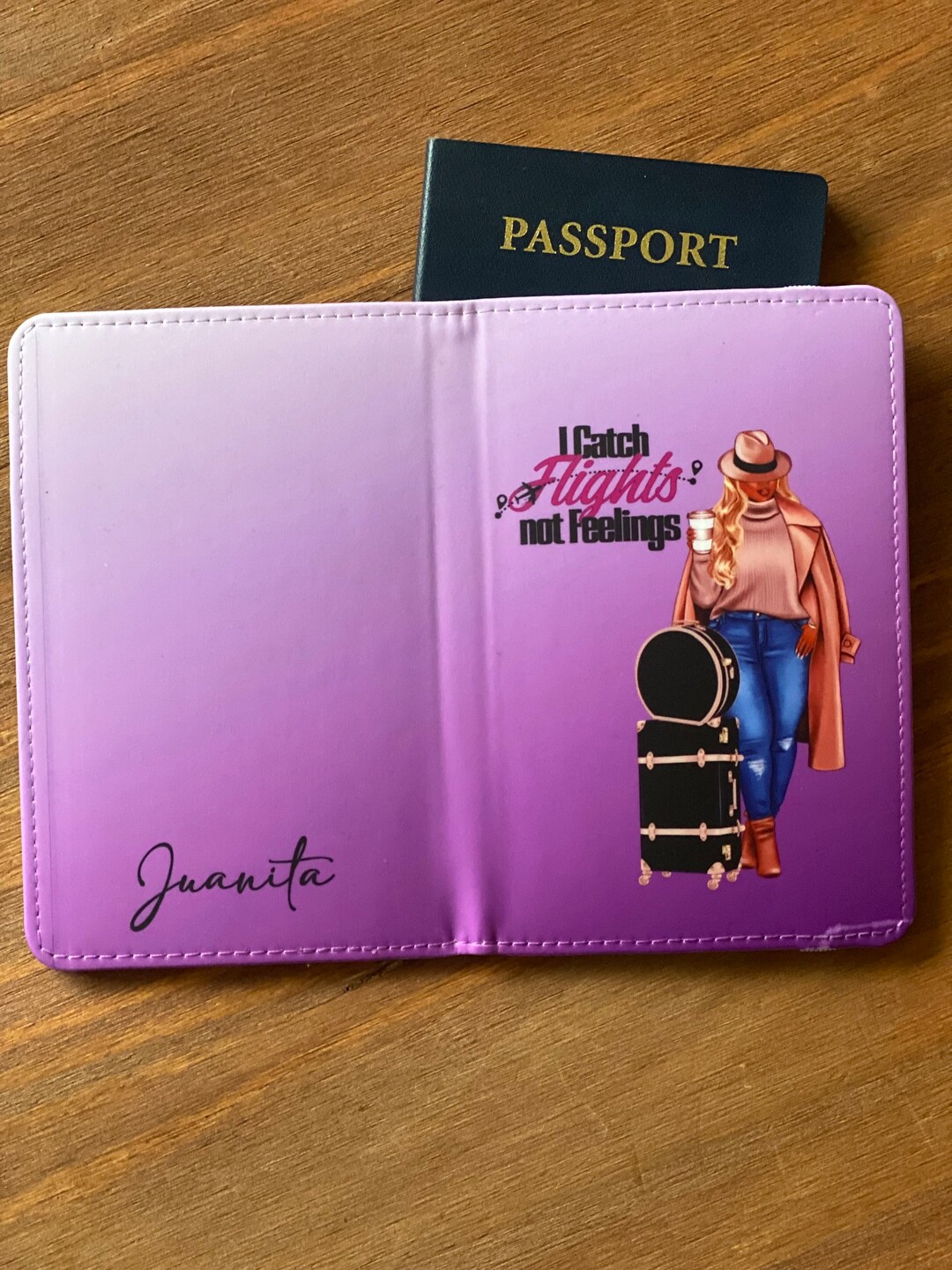 Catching Flights Not Feelings Personalized Passport Cover Travel catching-flights-not-feelings-personalized-passport-cover-travel