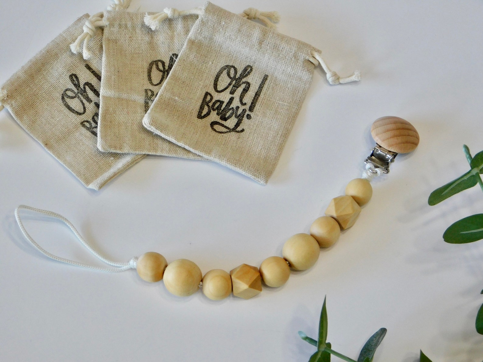 Mila Wood Beaded Pacifier Clip Round and Hexagon Wood Beads | Etsy