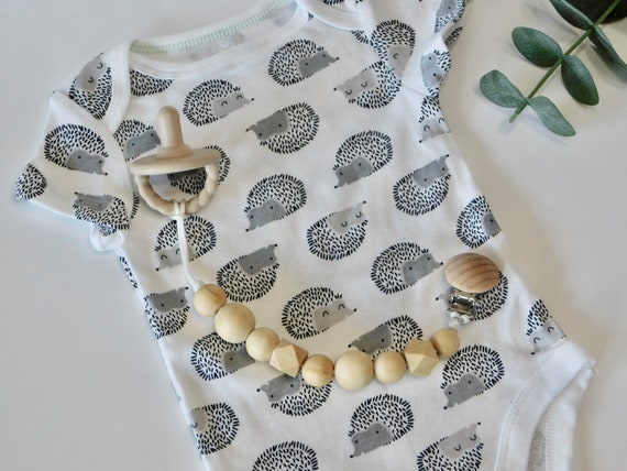 Mila Wood Beaded Pacifier Clip Round and Hexagon Wood Beads | Etsy