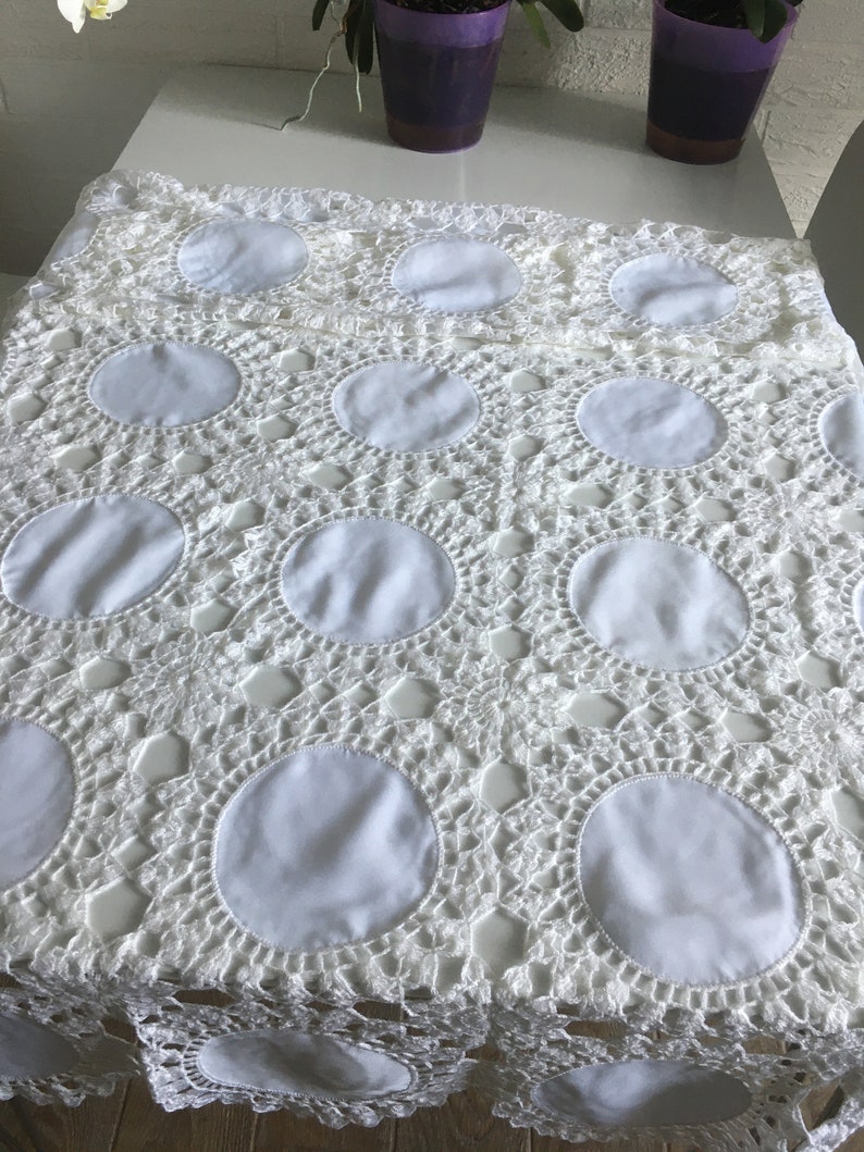 Tablecloth 66 by 41, Crochet Tablecloth, Crocheted Tablecloth ...