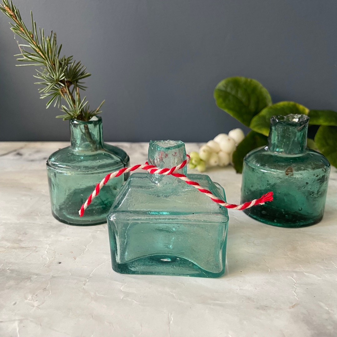 Vintage Glass Ink Bottles Old Victorian Ink Glass Bottles Collection of ...