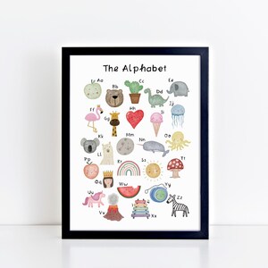 The Alphabet Educational Print, Homeschool Poster, Illustrated Alphabet ...