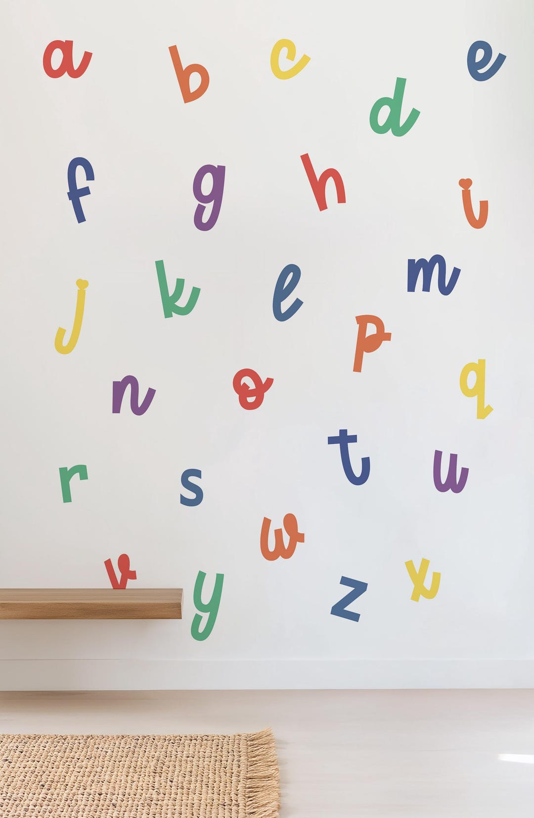 Rainbow Lowercase Alphabet Fabric Wall Stickers: Reusable Kids Room ...