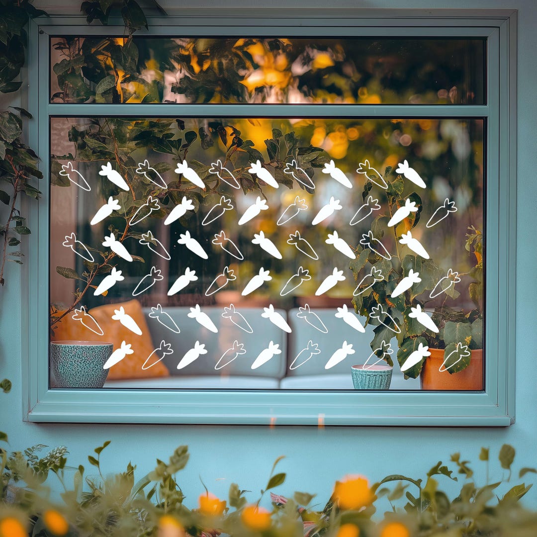 Easter Carrot Window Clings, Easter Window Stickers, Reusable Easter Decor, Static Cling Window ...