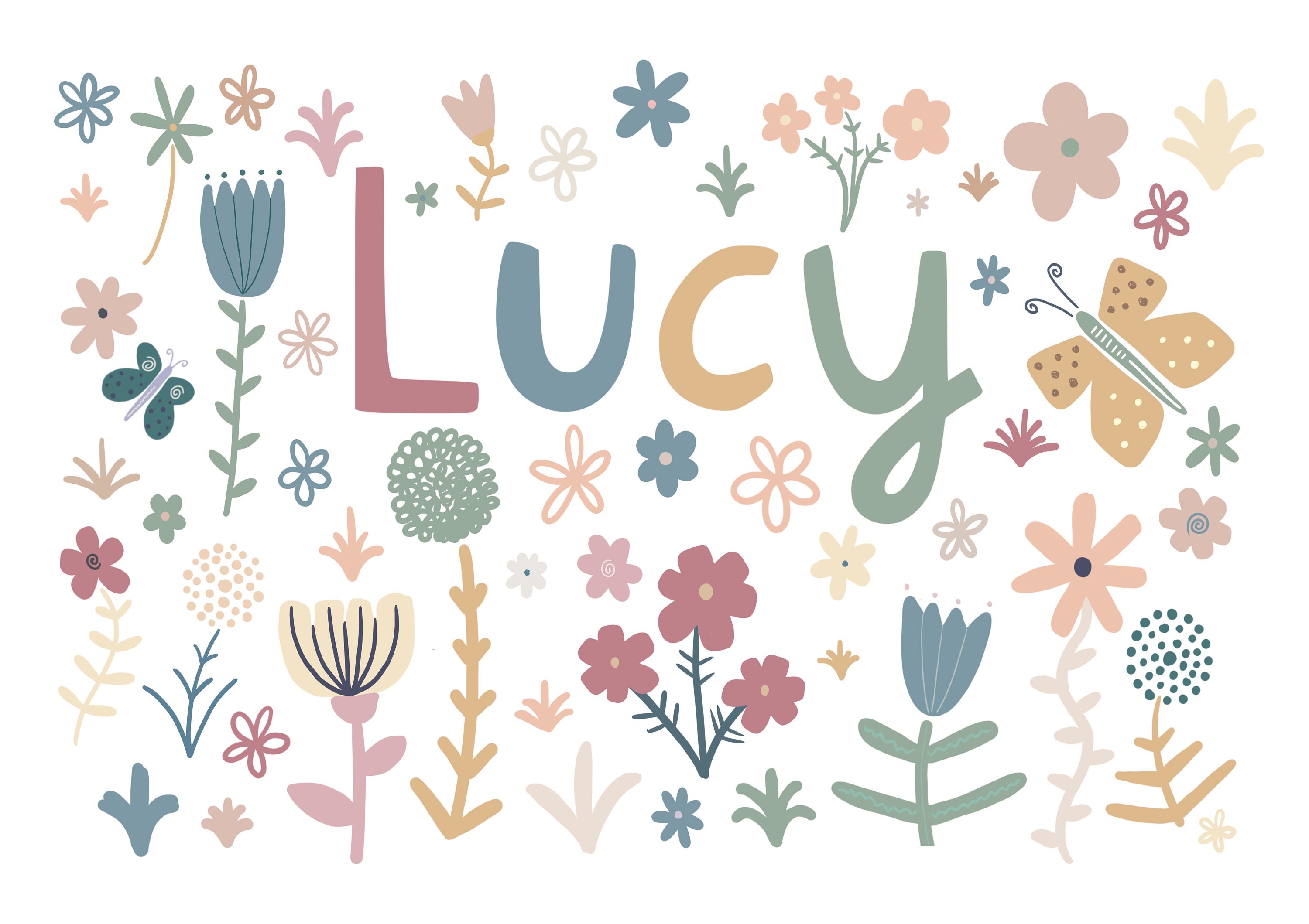 Spring Flowers Personalised Name Print Custom Name Poster - Etsy UK