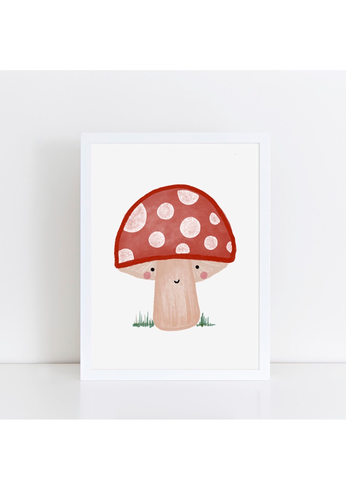 Happy Toadstool Print: Boho Forest Nursery Art - Etsy