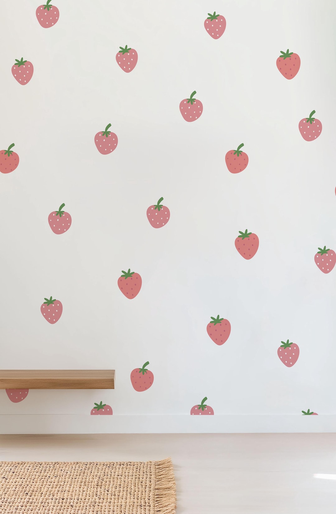 Pink Strawberry Fabric Wall Stickers: Reusable Nursery Decor ...