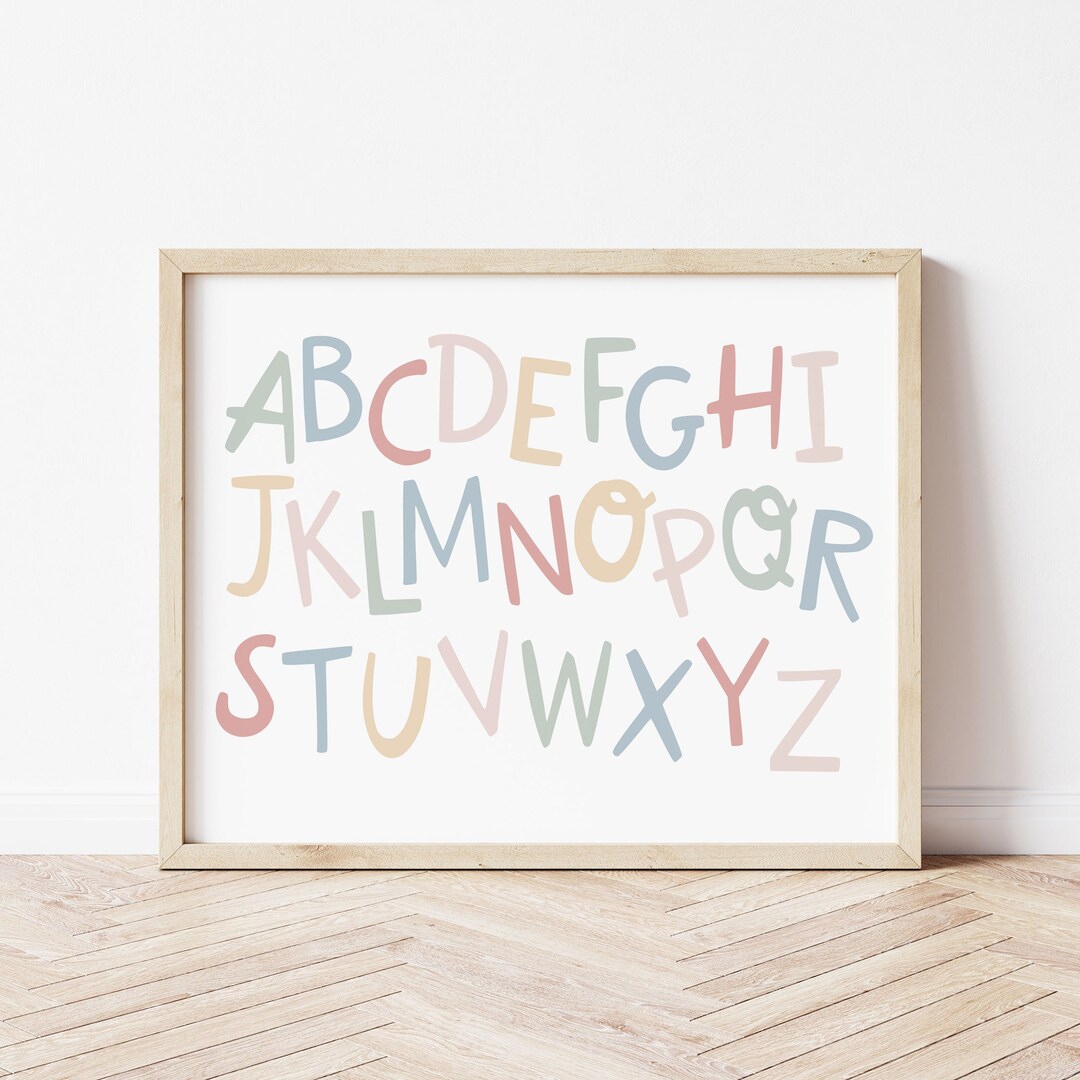 Alphabet Print - Landscape, Nursery Poster, Children's Bedroom Print ...