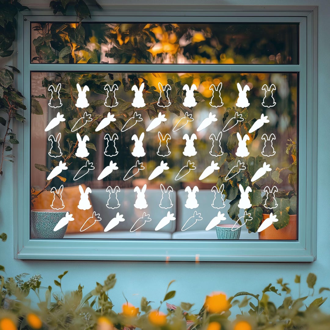 Easter Bunny and Carrot Window Clings Mix, Easter Window Stickers ...