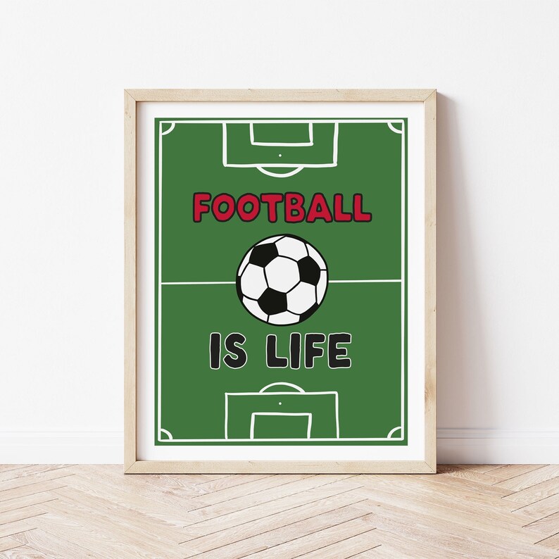Football Pitch Red Print: Sports Wall Art - Etsy