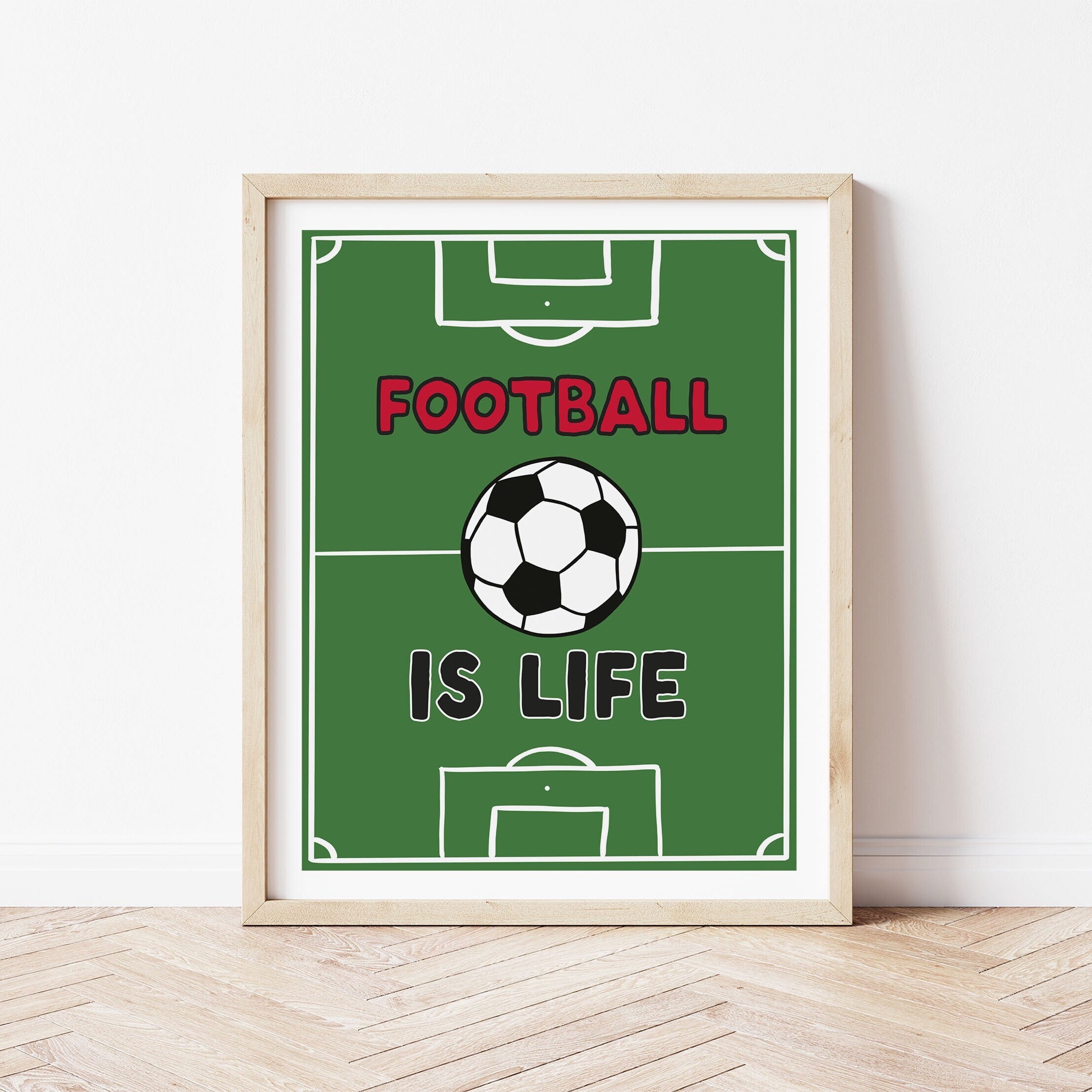 Football Pitch Red Print: Sports Wall Art - Etsy