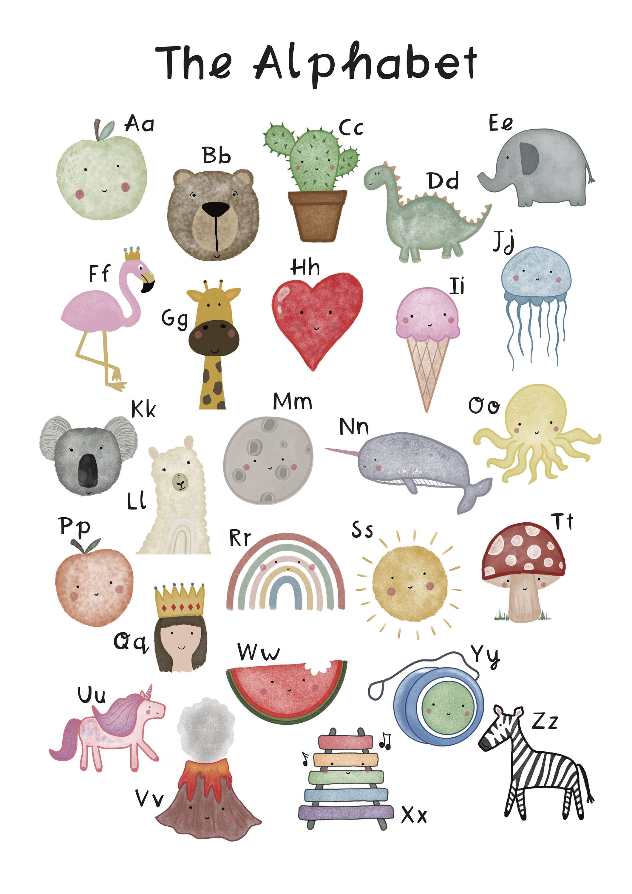 The Alphabet Educational Print Homeschool Poster Illustrated - Etsy
