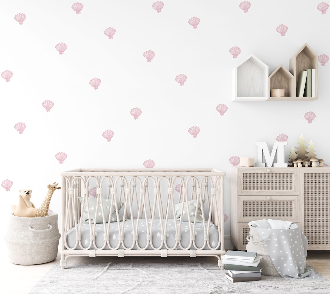 Removable Pink Shells Wall Stickers - Reusable Kids Wall Decals, Girls ...