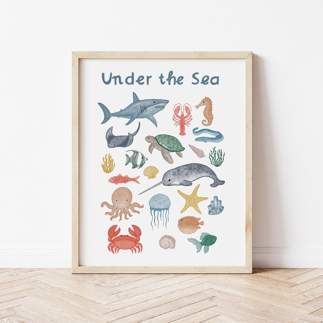 Under the Sea Print, Ocean Animals Themed Poster, Nautical Theme Poster ...