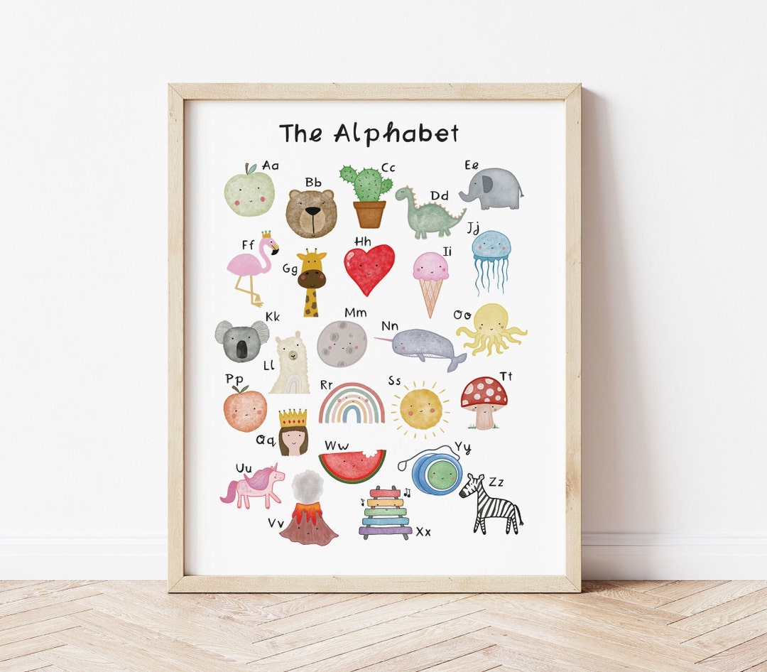 The Alphabet Educational Print, Homeschool Poster, Illustrated Alphabet ...