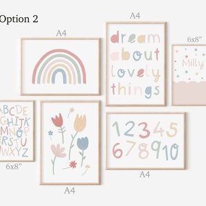 Set of 6 Nursery Posters, Pastel Prints, Girl Nursery Posters, Children ...