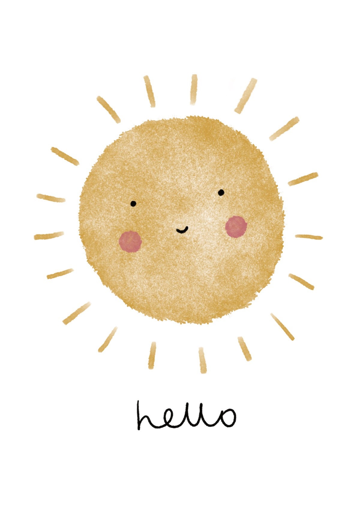 Happy Sun Hello Print Nursery Poster Sunshine Print - Etsy