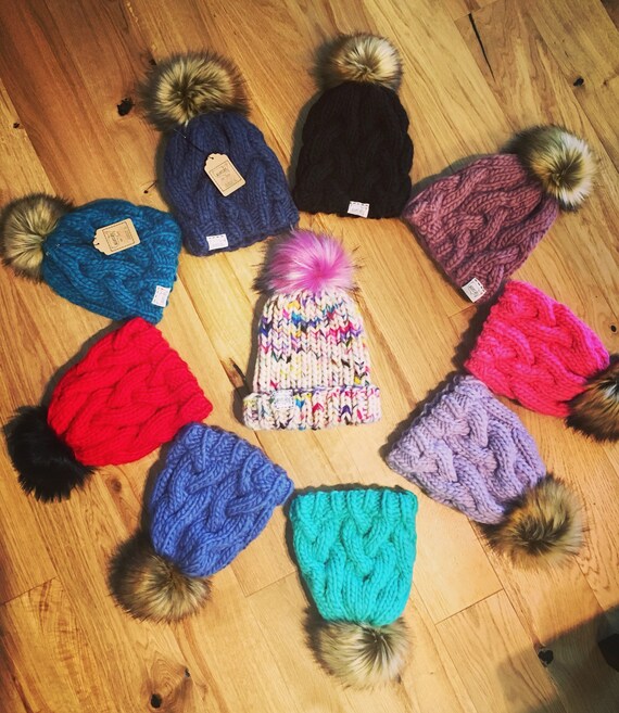 Chunky Wool Alliecaps Pom Pom Peruvian Wool Hand Knit - Etsy