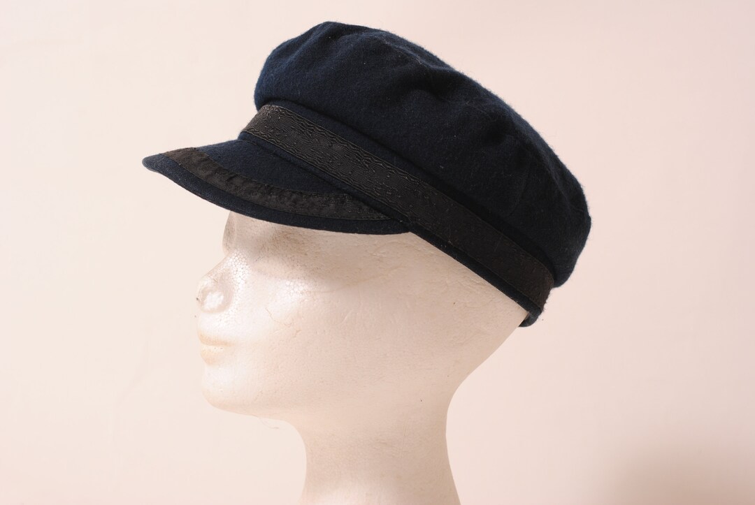 Navy Blue Wool Sailor Cap - Etsy