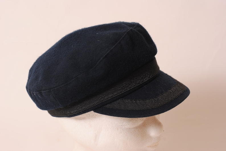 Navy Blue Wool Sailor Cap - Etsy
