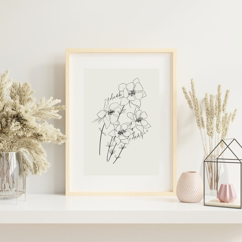 Colorado State Flower Digital Art Print Hand Drawn State Flower Print ...