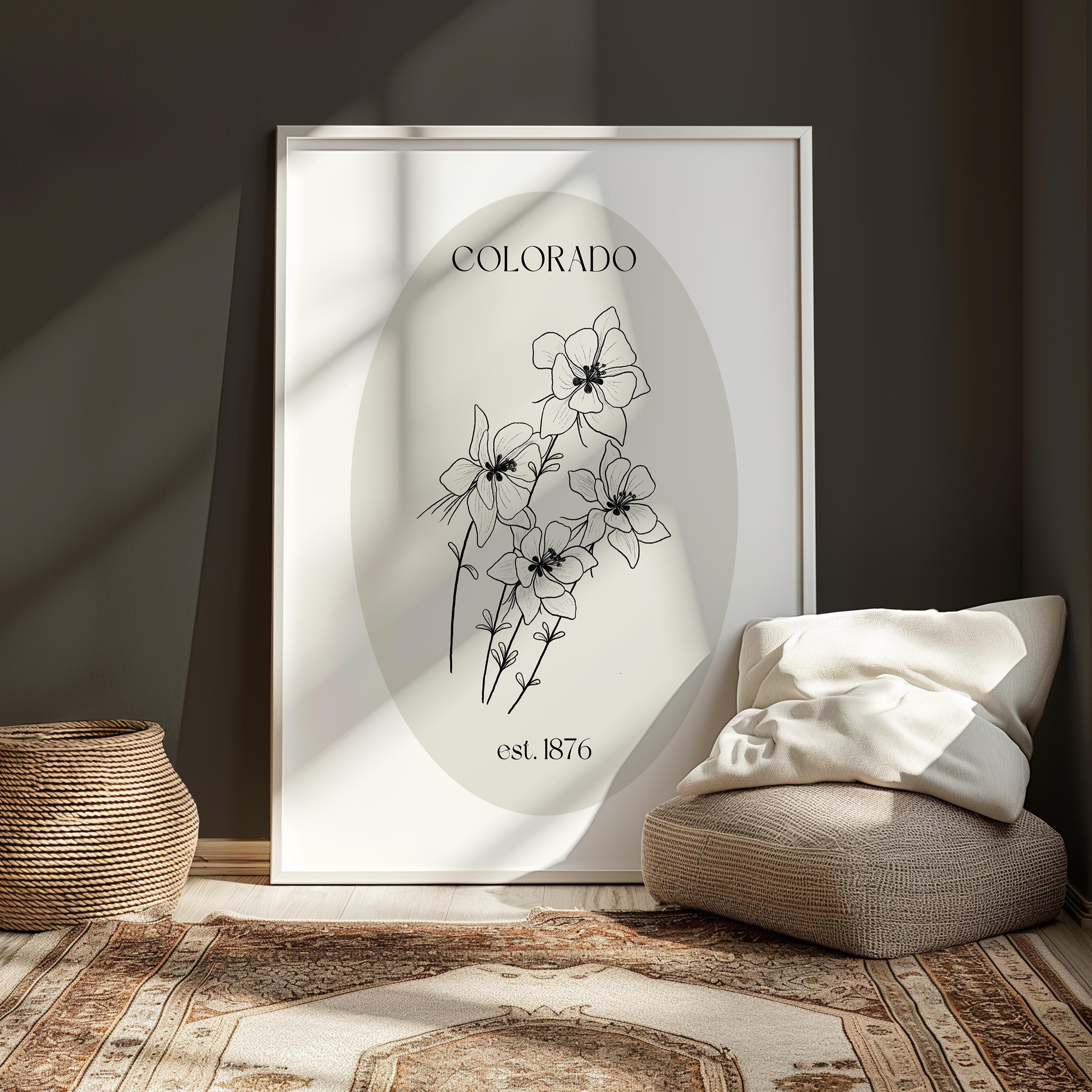 Colorado State Flower Digital Art Print Hand Drawn State Flower Print ...