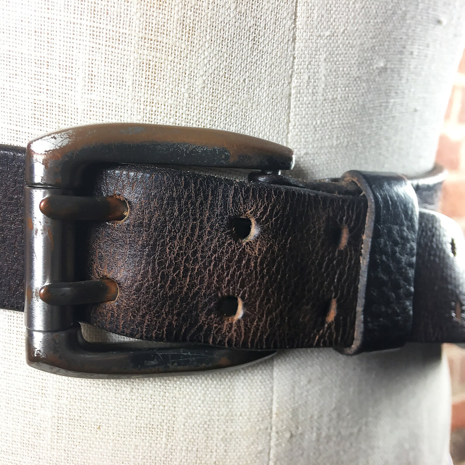 Vintage 90s Grunge Rustic Leather Belt Fits Waists 38 39 40 41 Inches ...