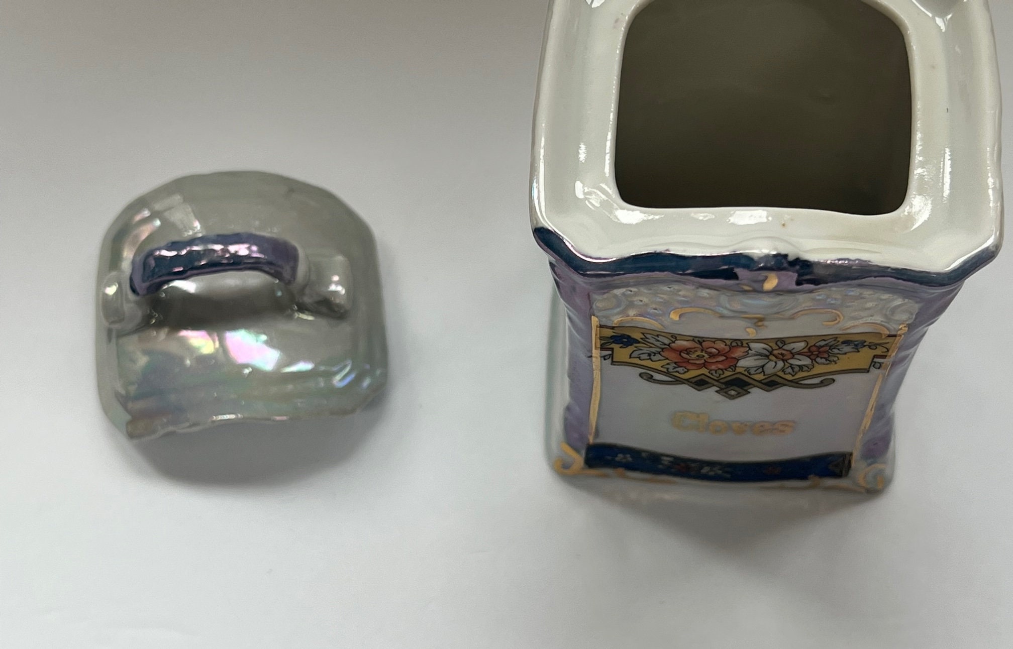 Victorian Ornate Antique Lusterware Opalescent White Block Germany ...