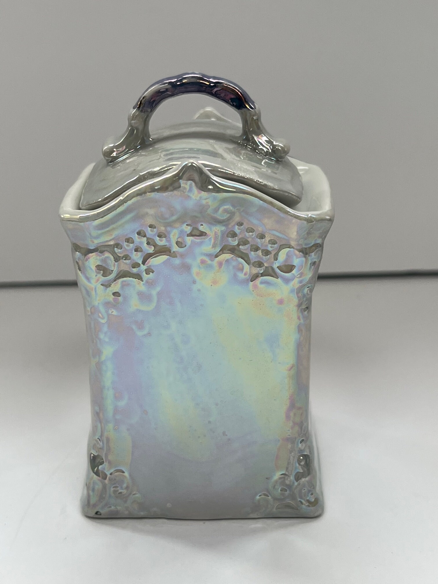 Victorian Ornate Antique Lusterware Opalescent White Block Germany ...