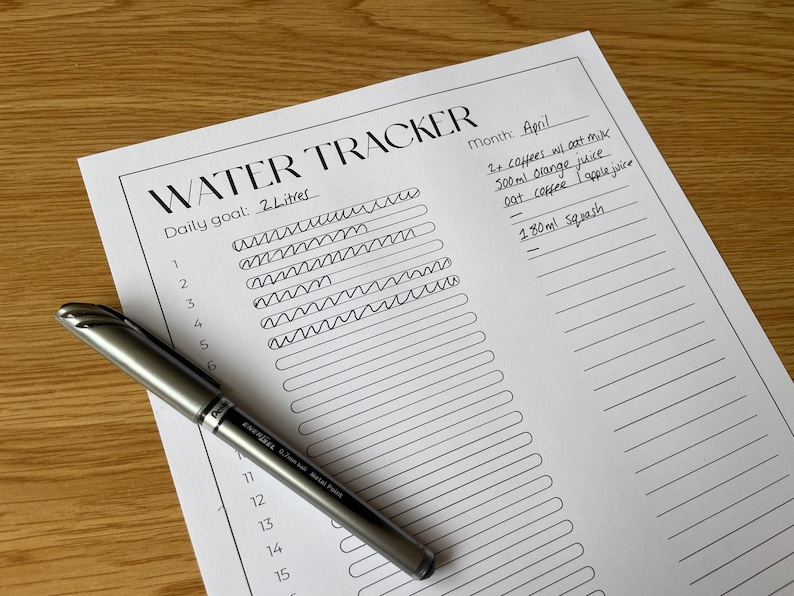 Printable Daily Water Tracker Digital Download A4 Water - Etsy