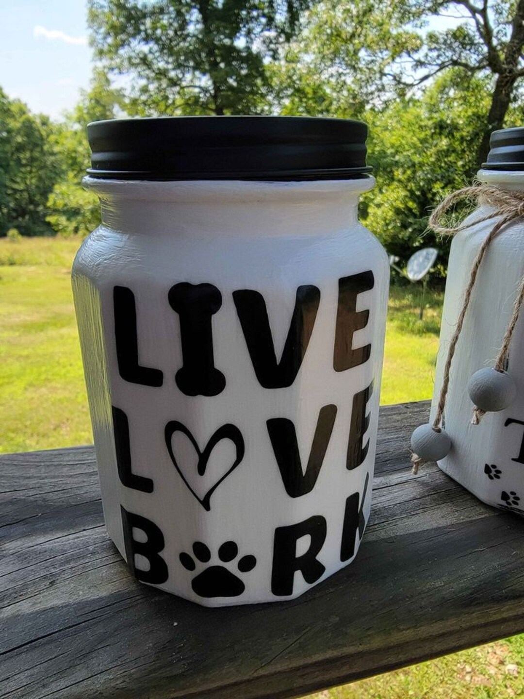 Dog Treat Jar Farmhouse Style 28 Oz Painted Glass Jar With Lid - Etsy