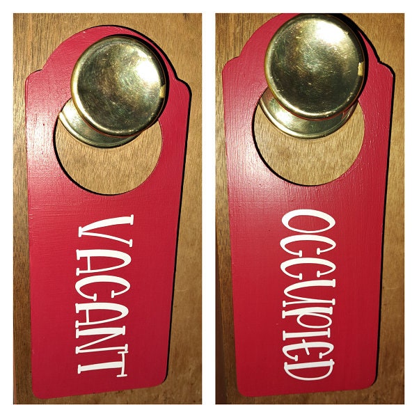 Door Hanger Bathroom Doorknob Sign Vacant Occupied Hand Designed - Etsy