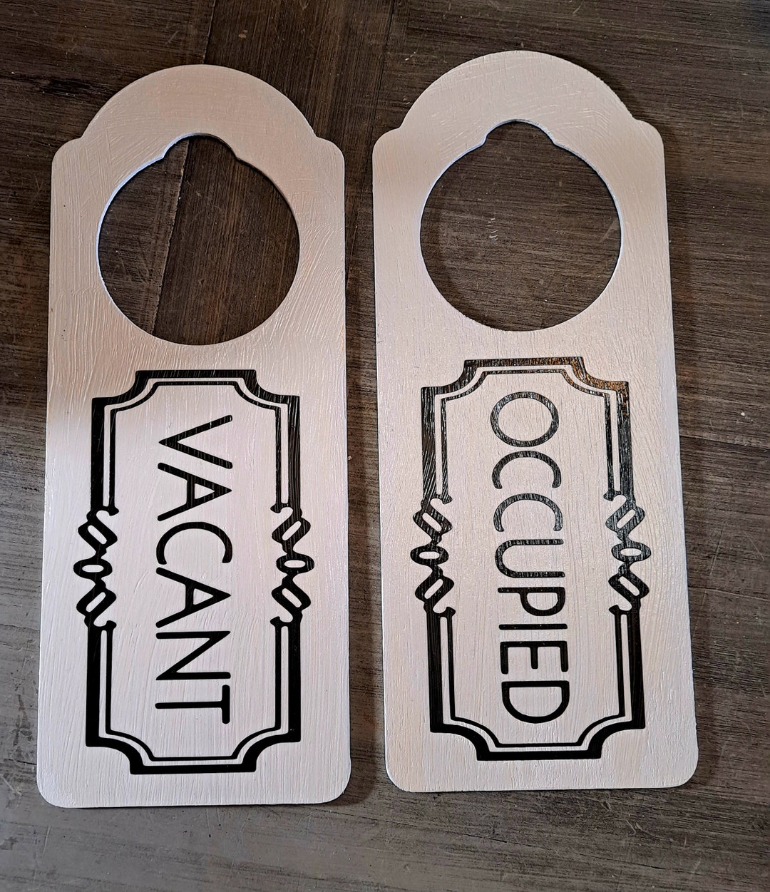 Door Hanger Bathroom Doorknob Sign Vacant Occupied Hand Designed - Etsy