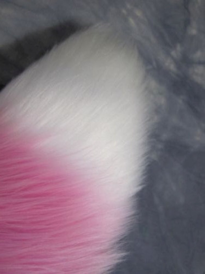 Curvy Pink Fox Tail with White Tip READY TO SHIP | Etsy
